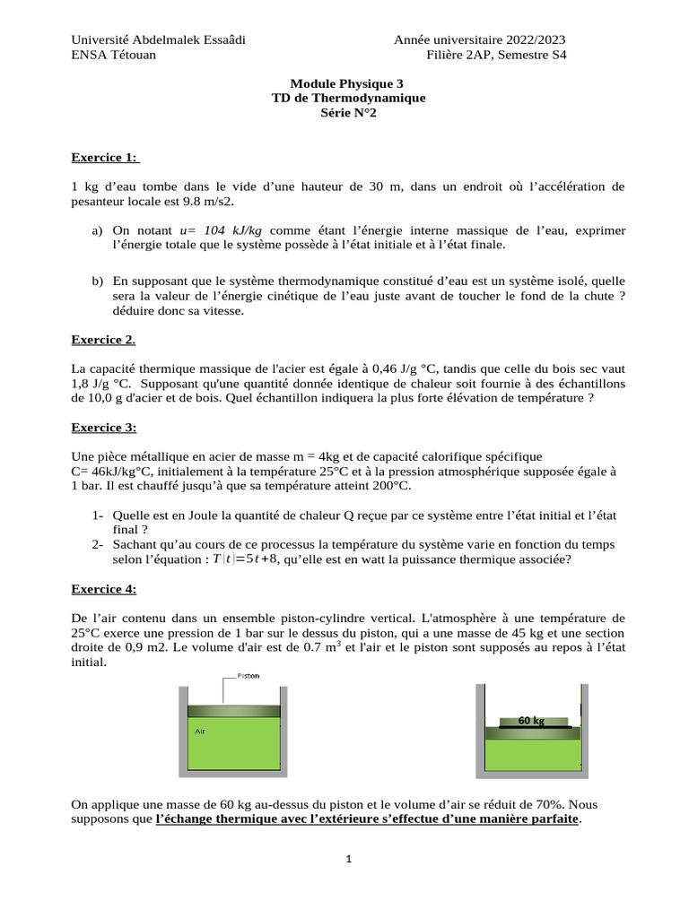 TD0 Thermodynamque | PDF