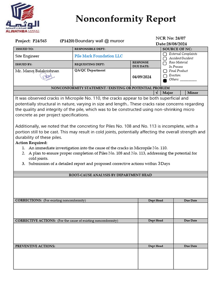 NCR-24-05 Dated 28-08-2024 | PDF