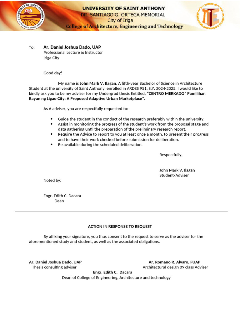 Letter For Adviser | PDF