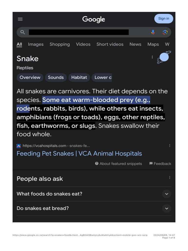 Snakes Food - Google Search | PDF