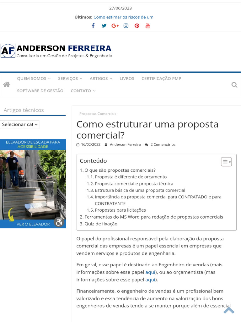 Como Estruturar Uma Proposta Comercial - Anderson Ferreira | PDF
