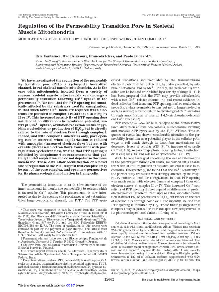 Regulation of The Permeability Transition Pore in Skeletal Muscle ...