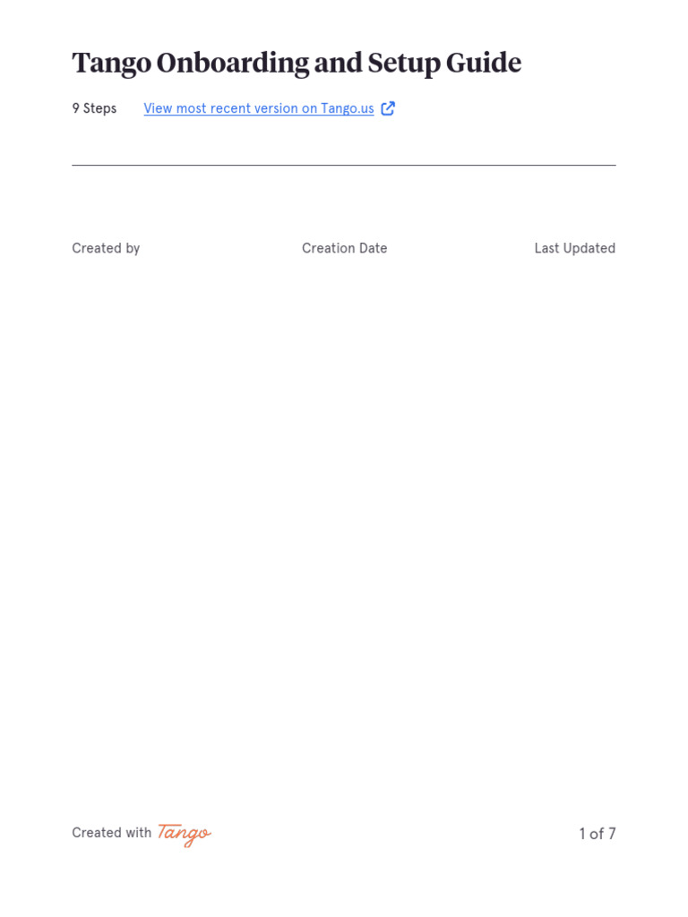 Tango Onboarding and Setup Guide | PDF