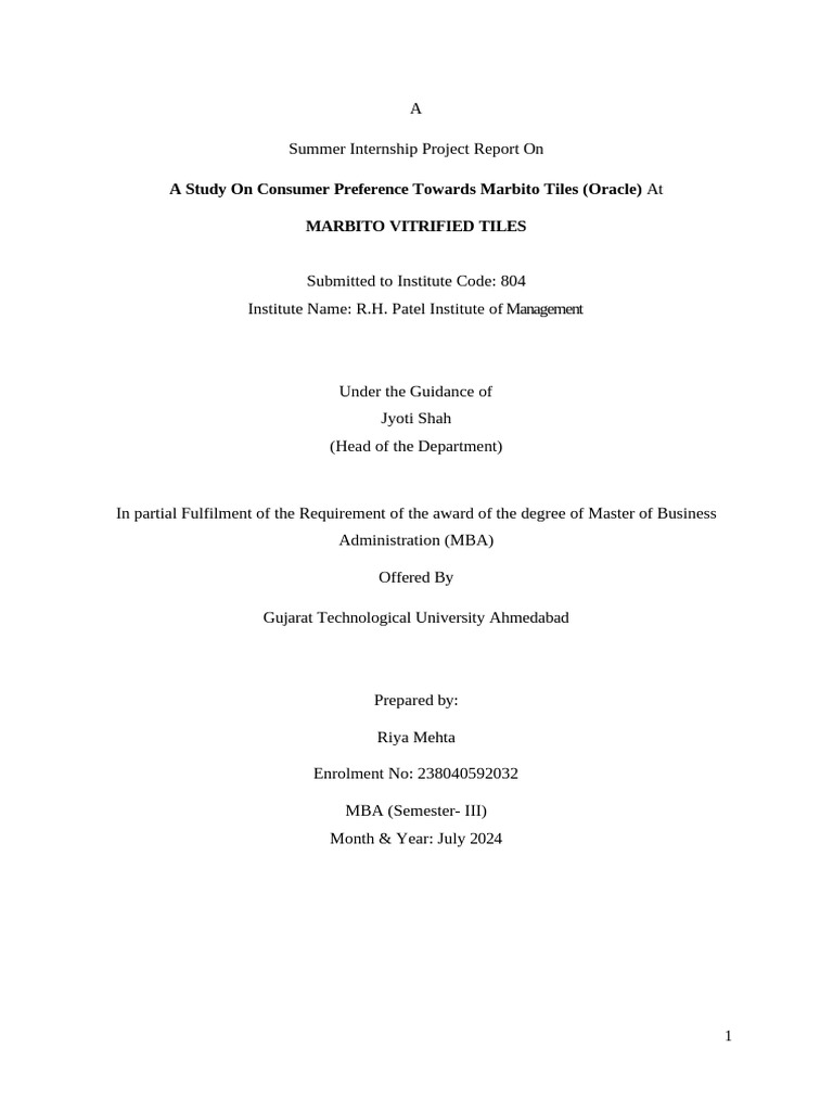 Summer Internship Project Report RIYA FINAL | PDF