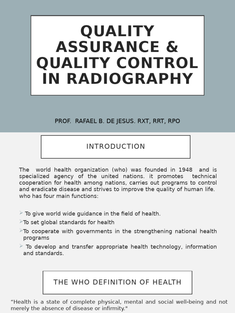 Quality Assurance Quality Control in Radiography | PDF