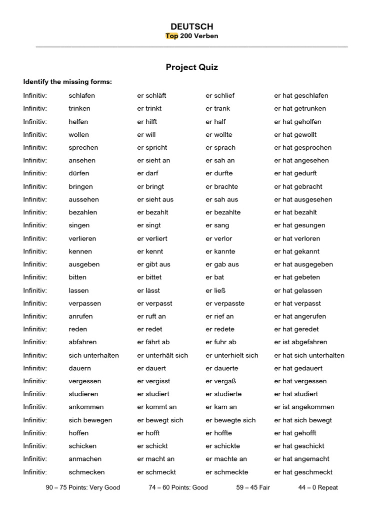 001 Top-200-German-verbs-Solutions | PDF