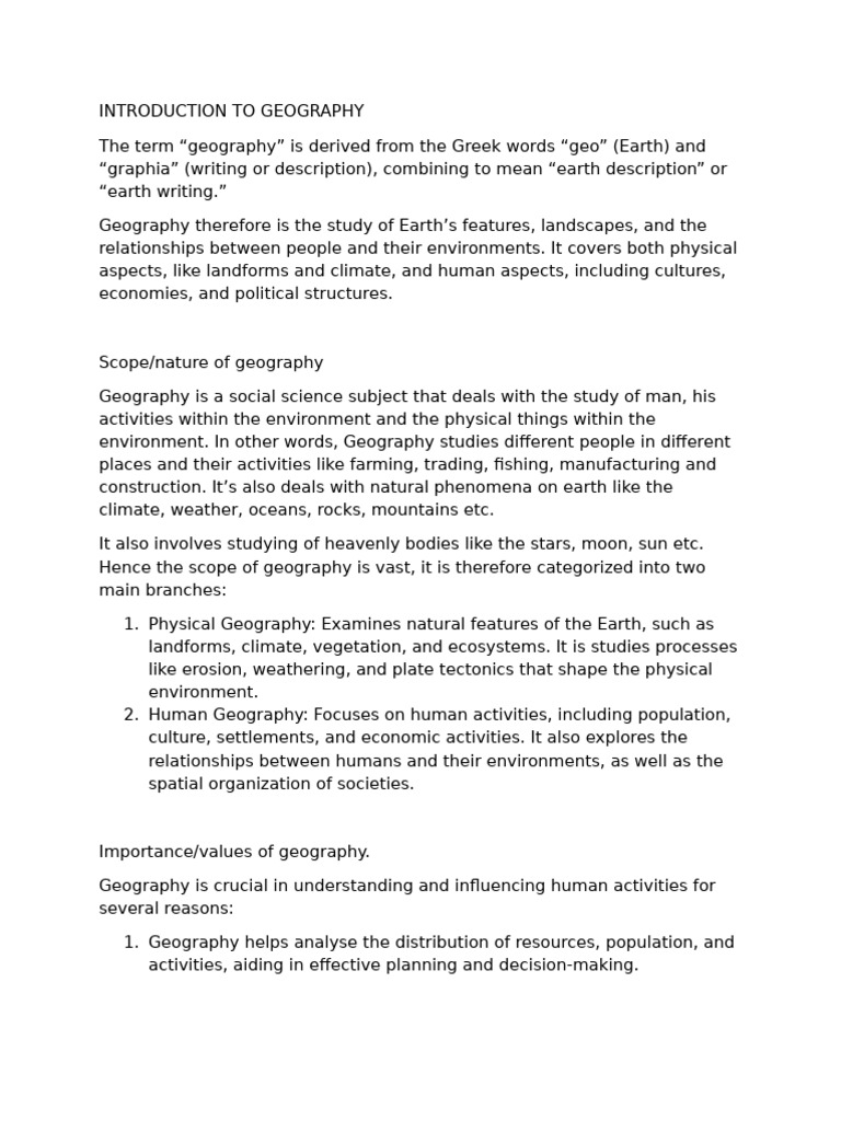 Introduction To Geography | PDF