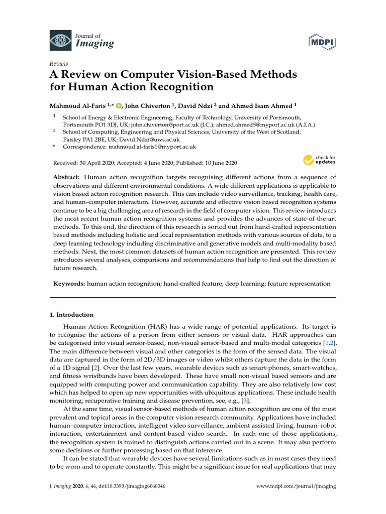 A Review On Computer Vision-Based Methods For Huma | PDF