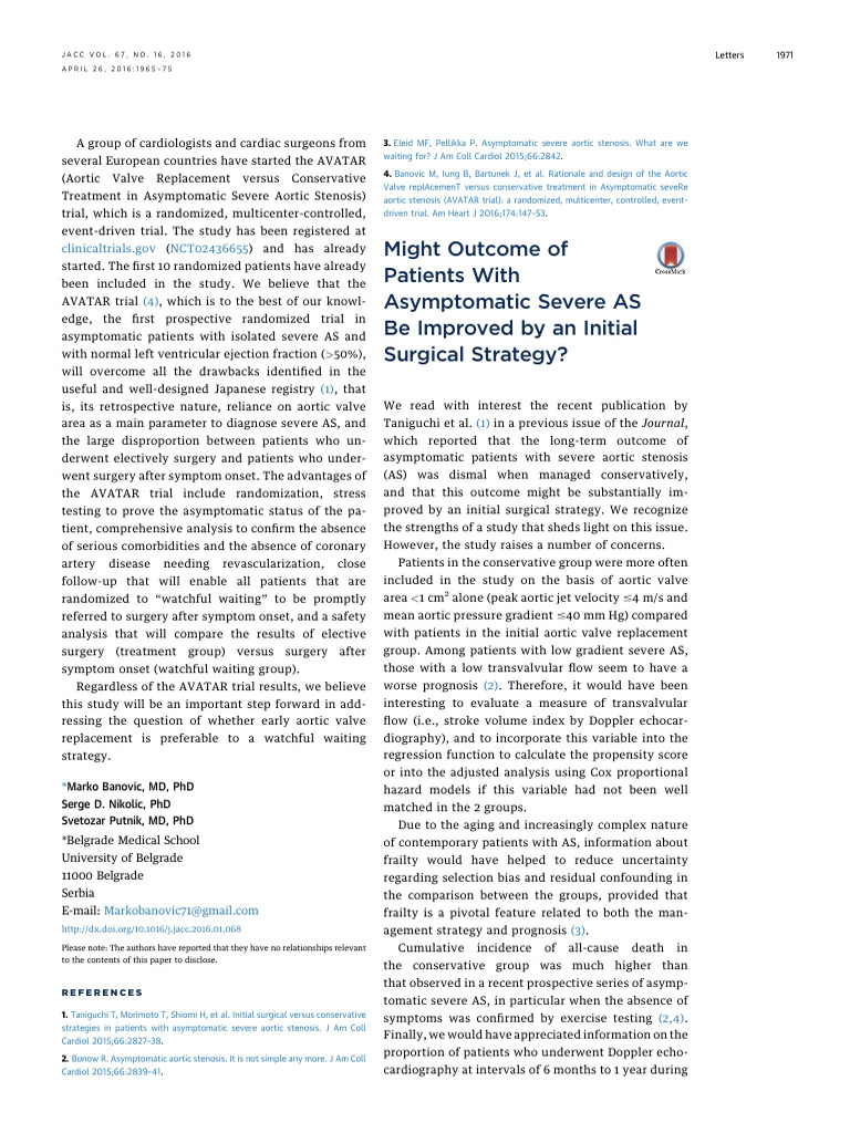 ASYMPTOMATIC AS AVATAR STUDY | PDF