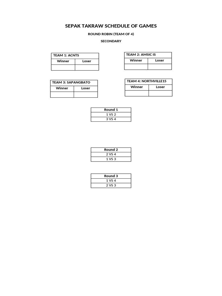 Round Robin Team of 4 | PDF