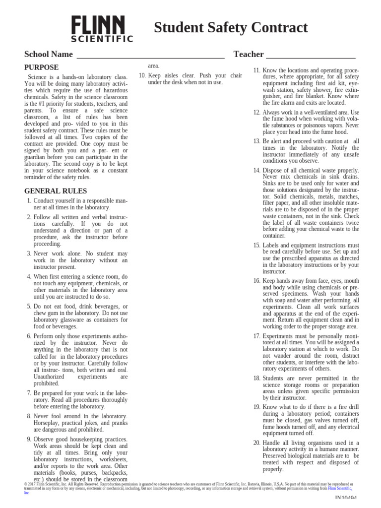 Flinn Safety Contract With Addition | PDF