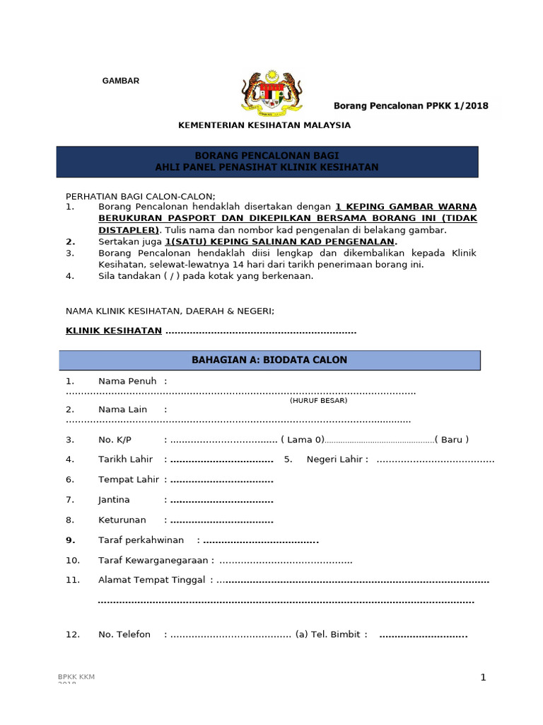 Borang Pencalonan PPKK 2023 - Compress | PDF