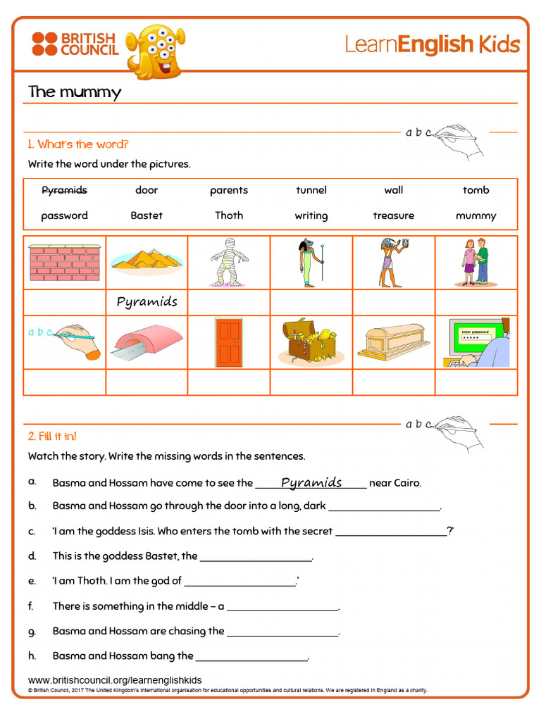 Short Stories The Mummy Worksheet | PDF