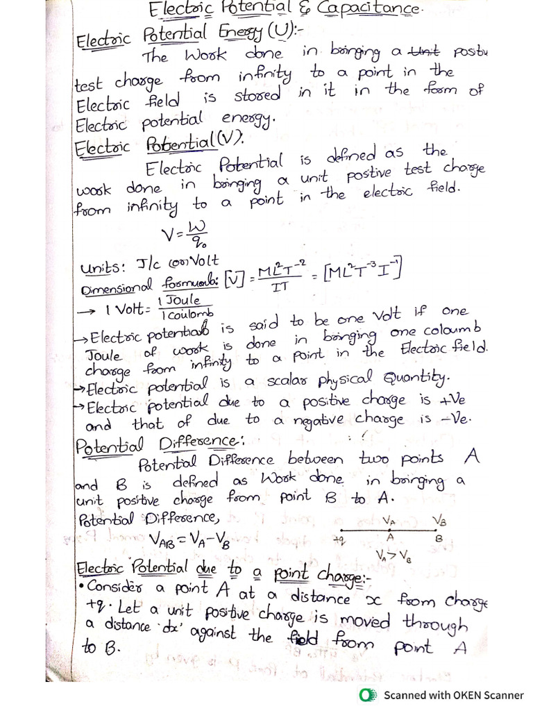 Electric Potential and Capacitance | PDF