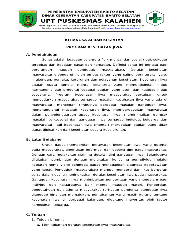 Kak Program Kesehatan Jiwa | PDF