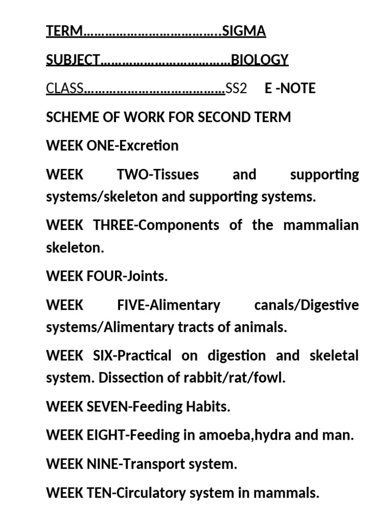 E-Note SSS 2 2nd Term Biology | PDF