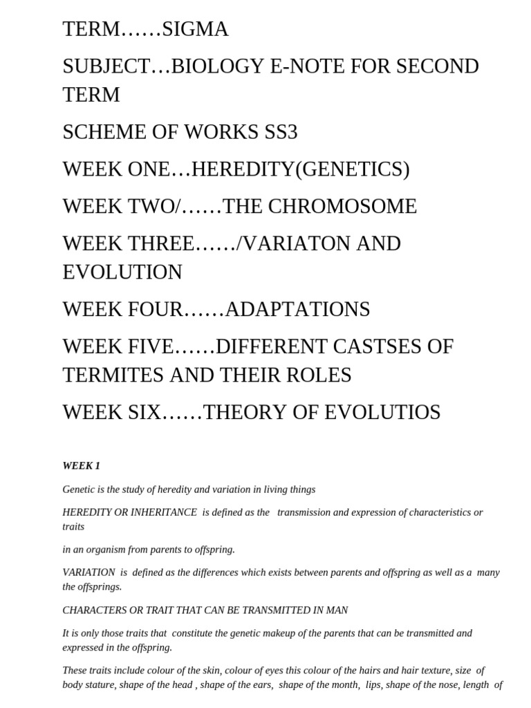 E-Note SSS 3 2nd Term BIOLOGY | PDF