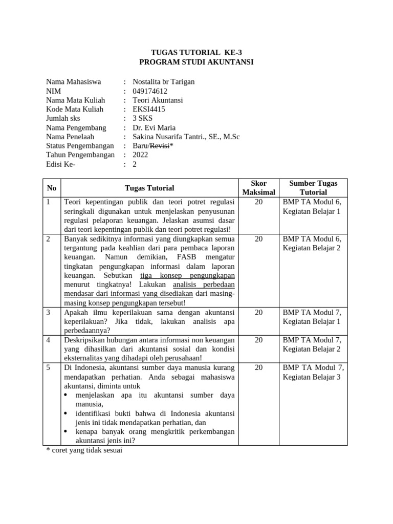 Tugas Sesi 7 Teori Akuntansi - Nostalita BR Tarigan | PDF