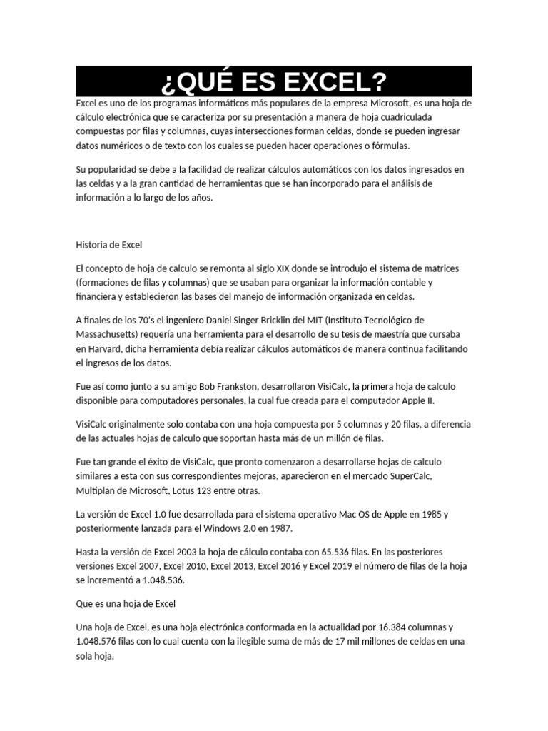 QUÉ ES EXCEL | PDF