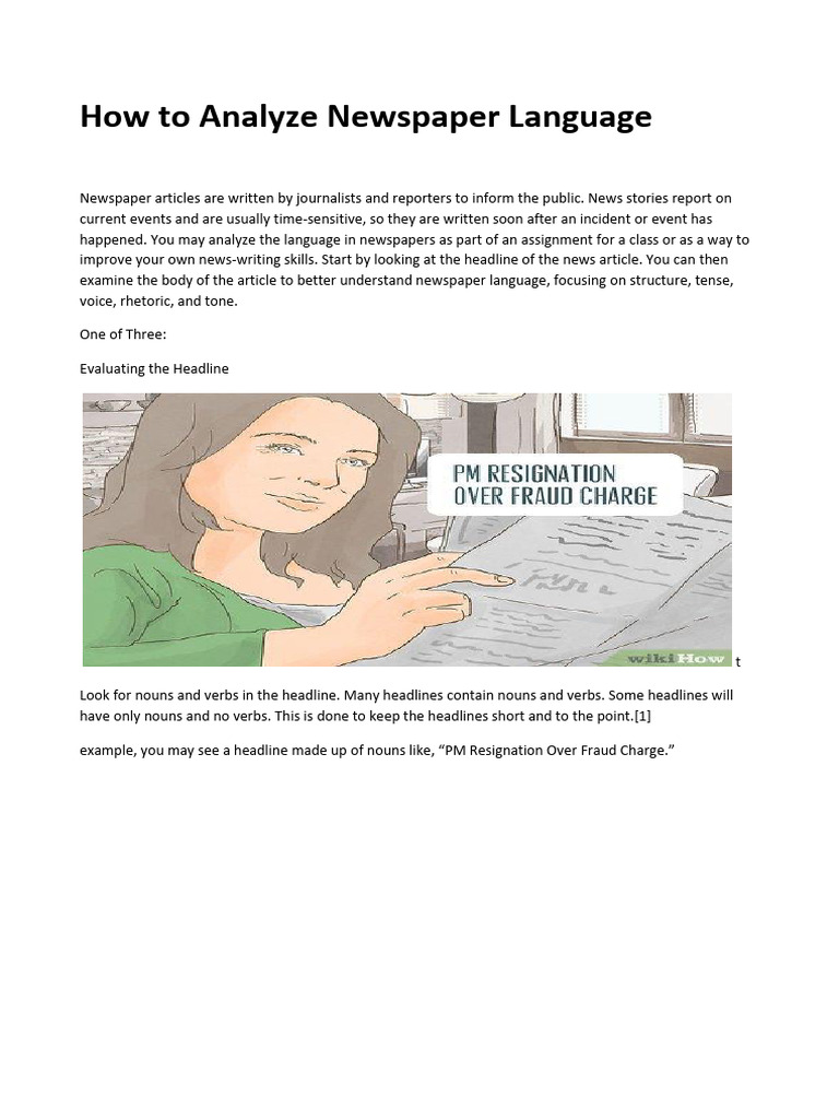 How To Analyze Newspaper Language | PDF