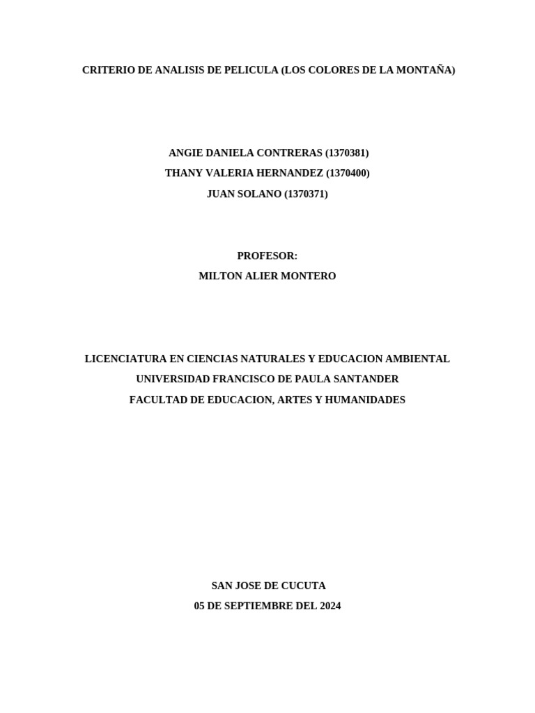 Criterio de Analisis de Pelicula | PDF | Violencia | Exclusión social