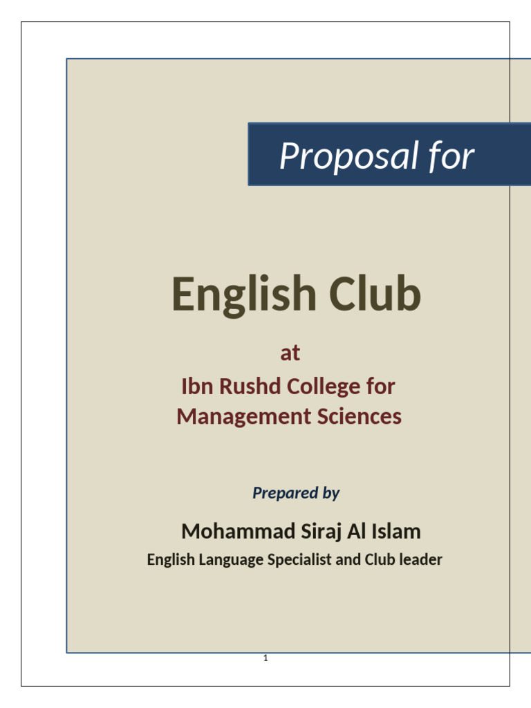 Proposal - English Club - Final Draft | PDF