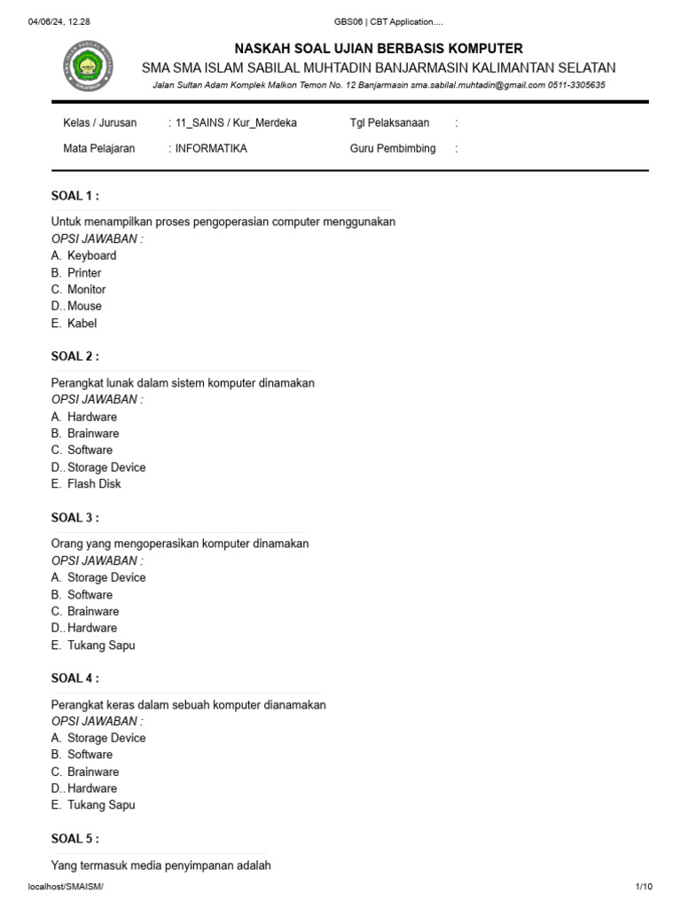 INFORMATIKA 10 TK | PDF