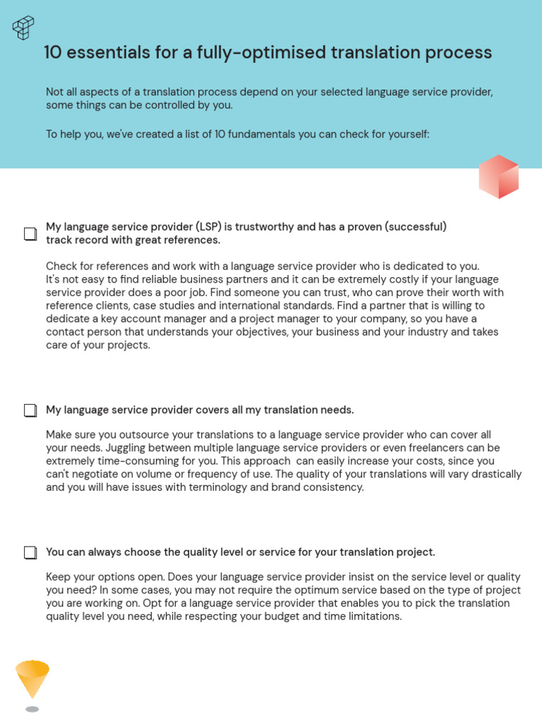 10 Essentials Fully Optimised Translation Process | PDF | Translations | Human Communication