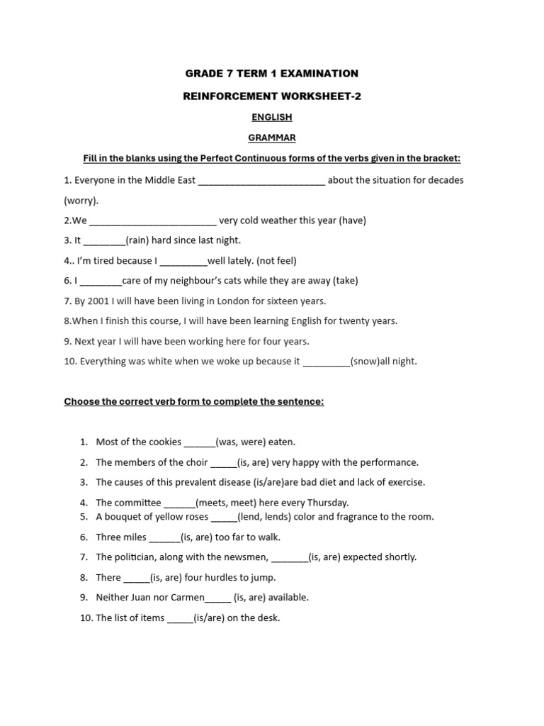 Term1 Reinforcement-Grammar 2 | PDF