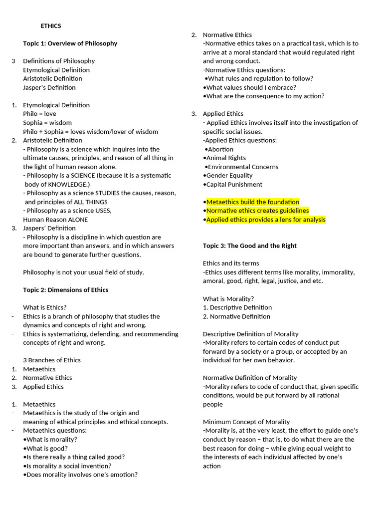 Ethics Topic 1-4 | PDF