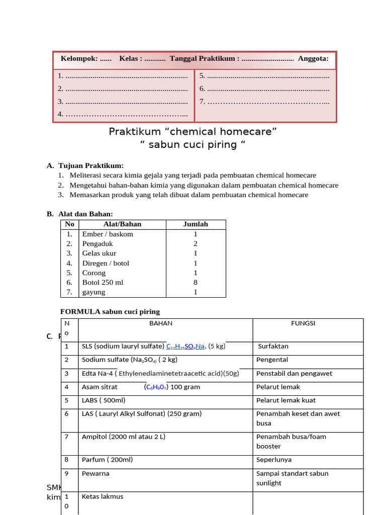 LKPD Cuci piring 2 liter | PDF