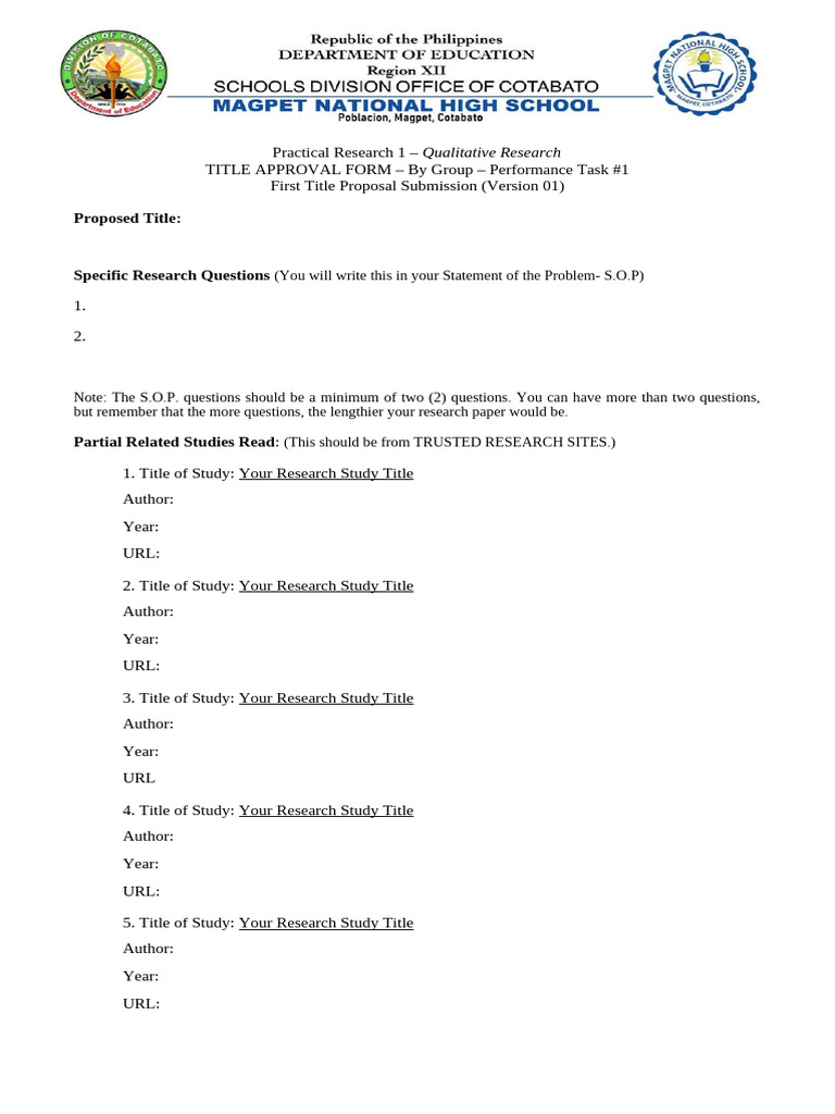 PR1 Form For Title Defense | PDF