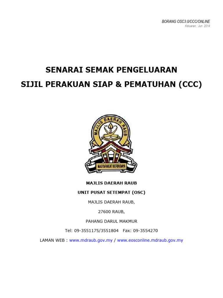 Senarai Semak CCC Osc 3.0 | PDF