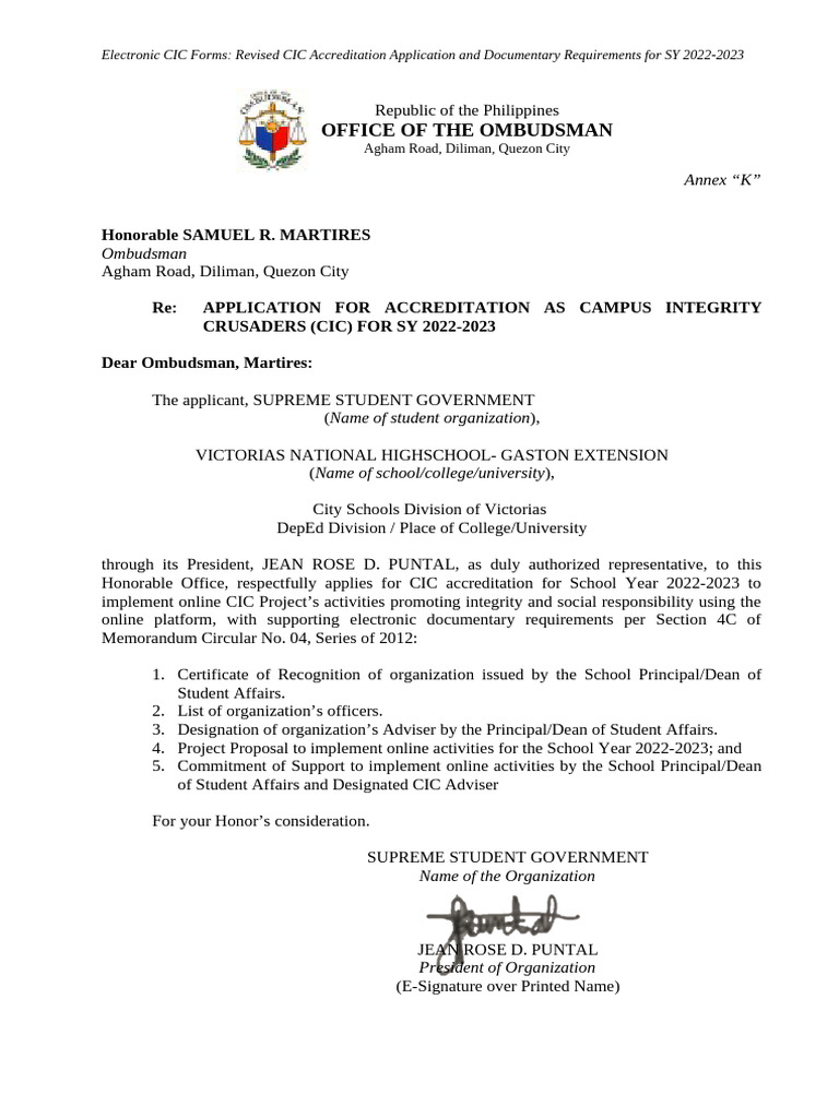 CIC Application For Accreditation and Report Format | PDF