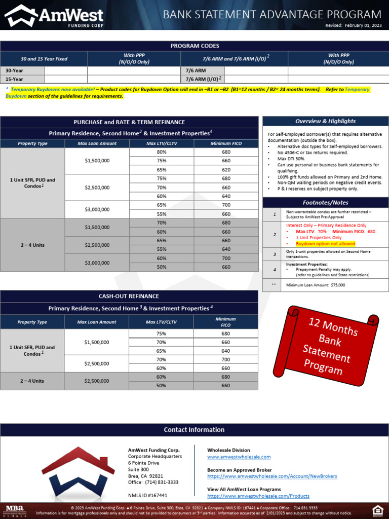 AmWest Advantage Bank Statement (AAB) - 230201 | PDF | Debt | Refinancing