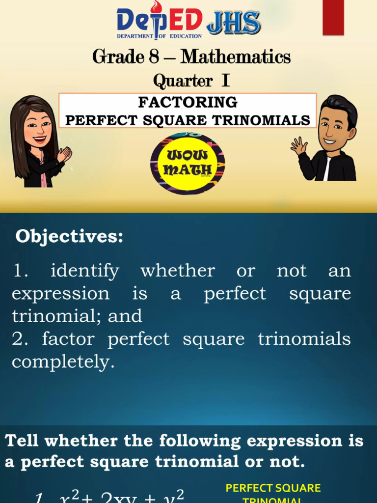 Factoring Perfect Square Trinomials Pdf 6670