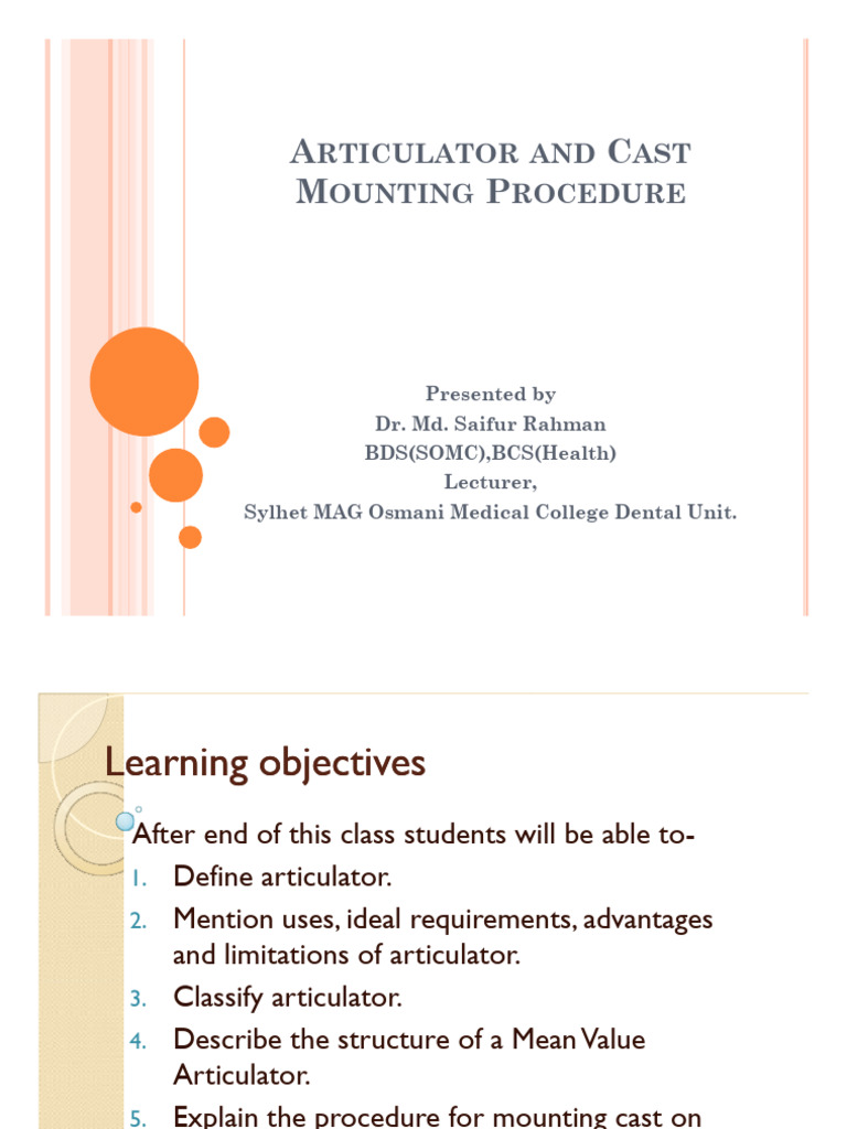 Articulator and Cast Mounting Procedure | PDF