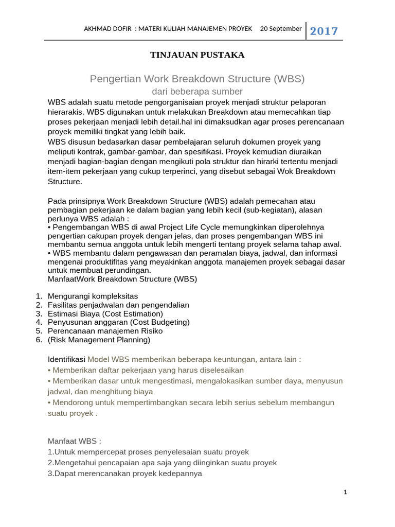 MP Pengertian Work Breakdown Structure | PDF