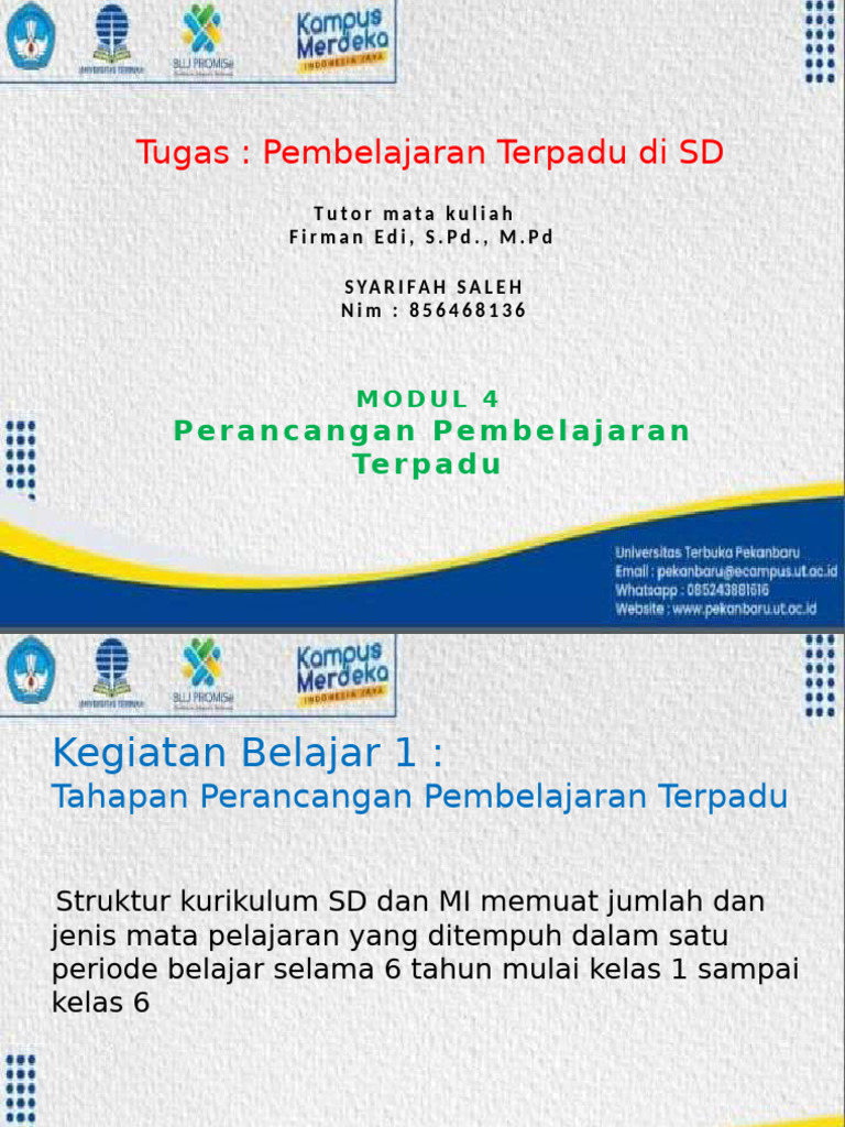 Modul 4 Pembelajaran Terpadu | PDF