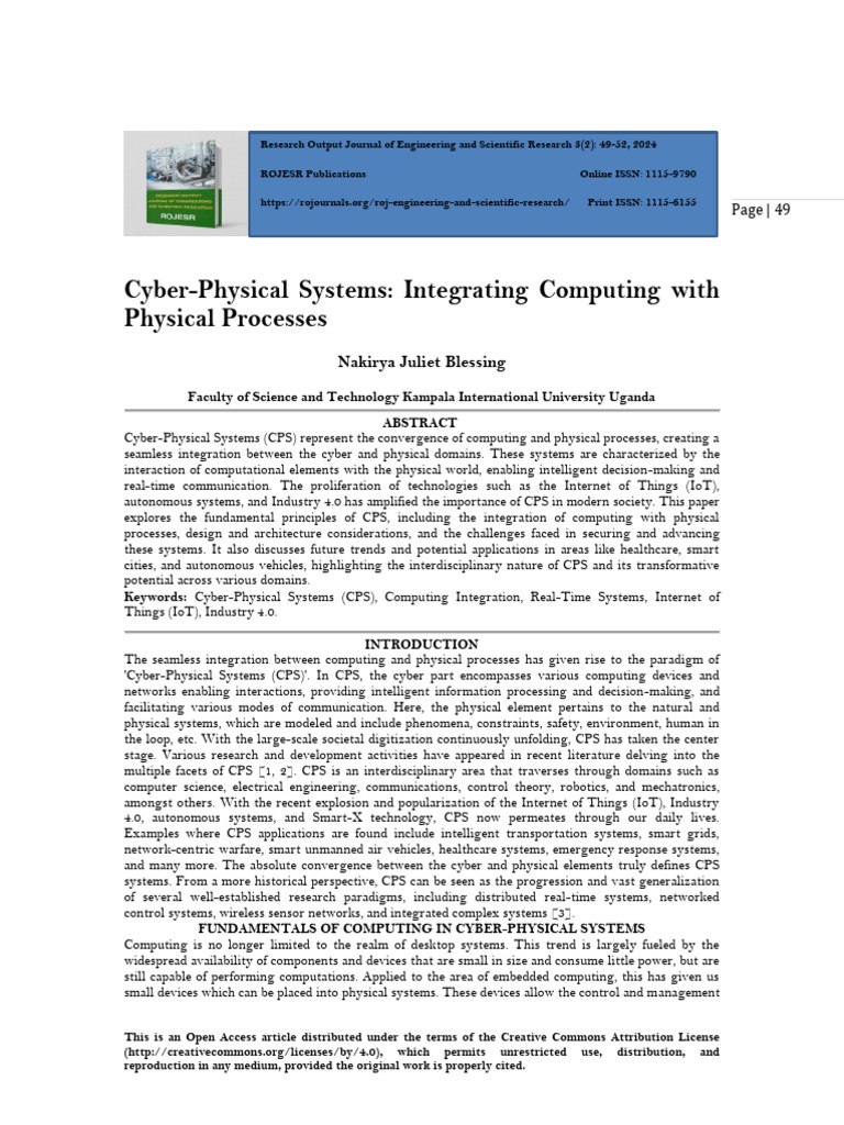 Cyber-Physical Systems: Integrating Computing With Physical Processes (WWW - Kiu.ac - Ug | PDF ...
