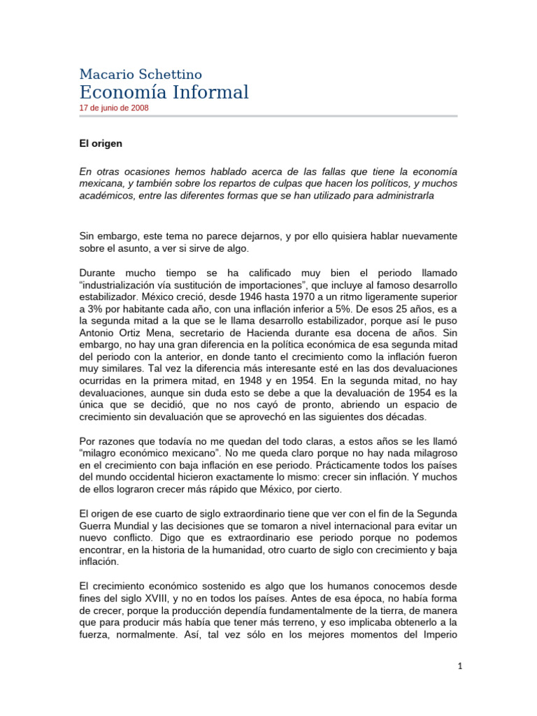 Lecturas 1 Macario Schettino | PDF