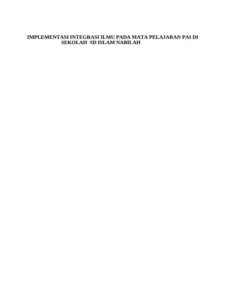 Implementasi Integrasi Ilmu | PDF