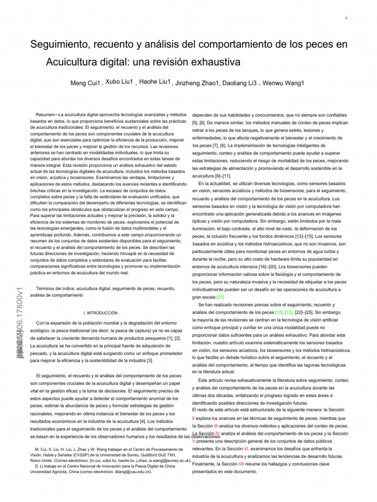 Fish Tracking Counting and Behaviour Analysis in D Traduccion | PDF
