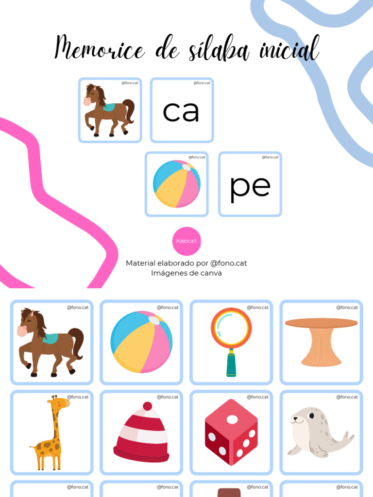 Memorice Sílaba Inicial | PDF