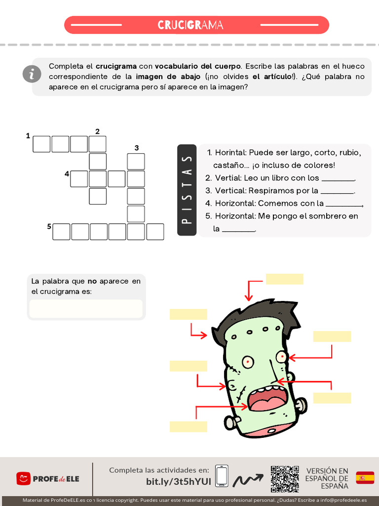 Crucigrama - Cuerpo Humano (v.1.0) | PDF