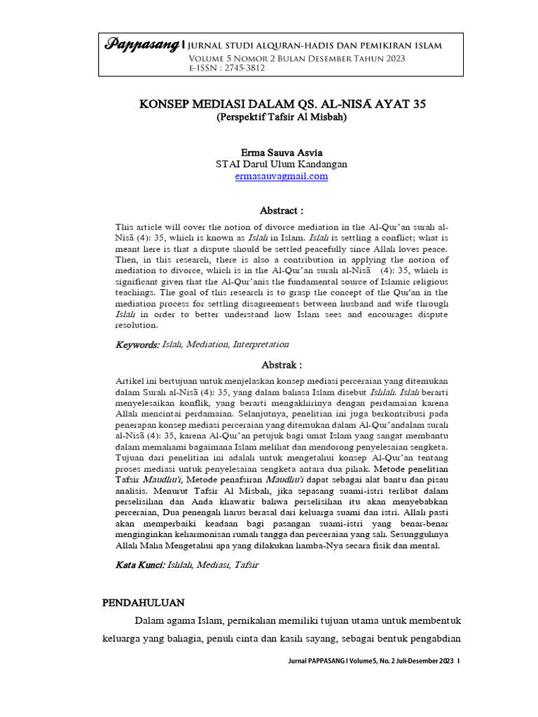 6) +Erma+Sauva+Asvia +KONSEP+MEDIASI+DALAM+QS +AL-NISA+AYAT+35+ (Perspektif+Tafsir+Al+Misbah) | PDF