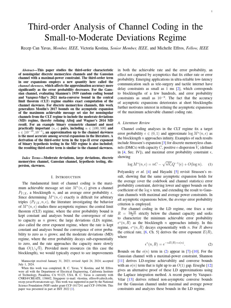 Third Order Analysis of Channel Coding in The Small To Moderate ...