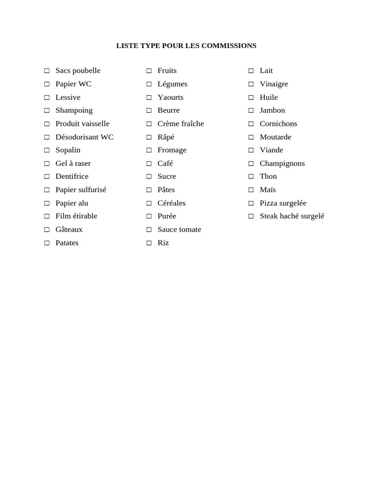 Liste Type Pour Les Commissions | PDF