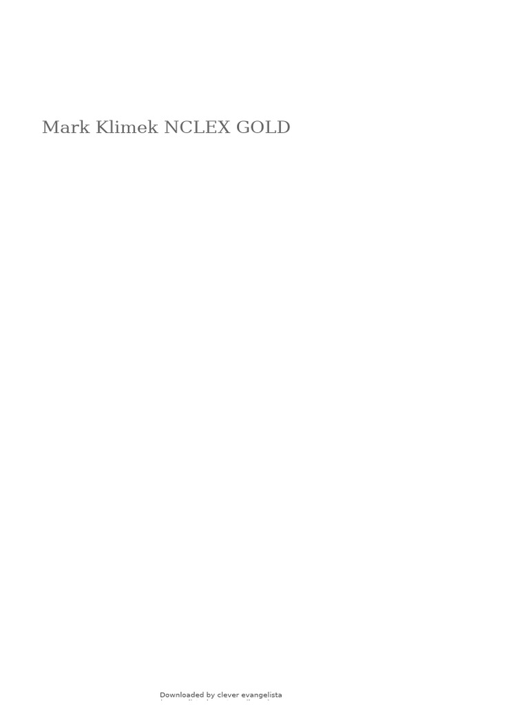 Mark Klimek Nclexgold Lecture Notes EDIT | PDF | Adrenal Gland | Wellness