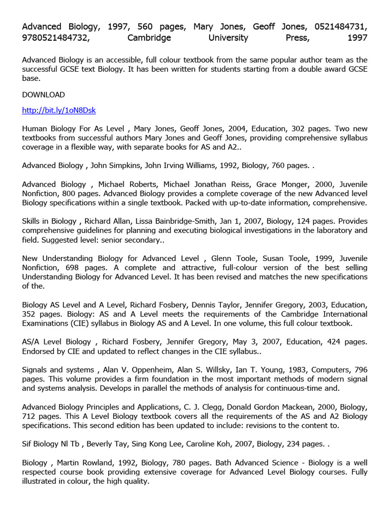 Advanced Biology | PDF